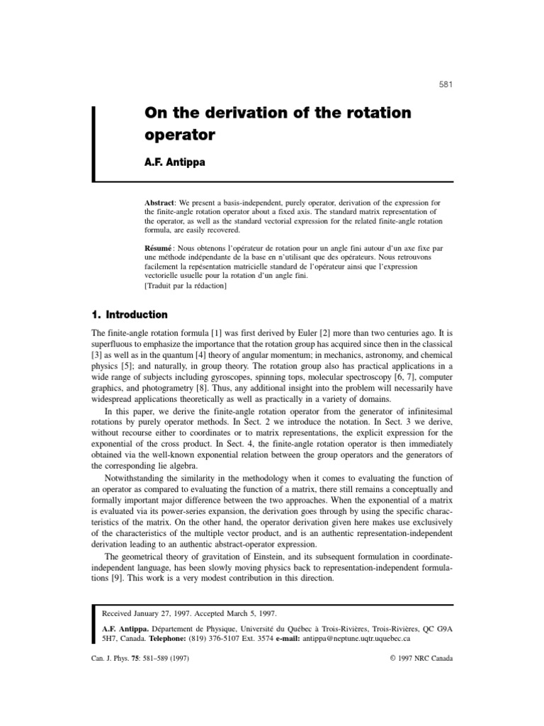01 Rotation Operator | PDF | Rotation | Euclidean Vector