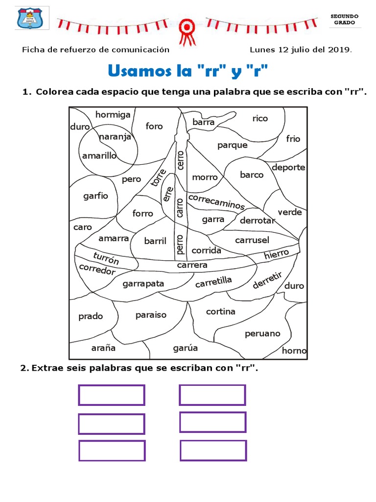 Ficha de Refuerzo Usamos La R y RR-12 de Julio | PDF