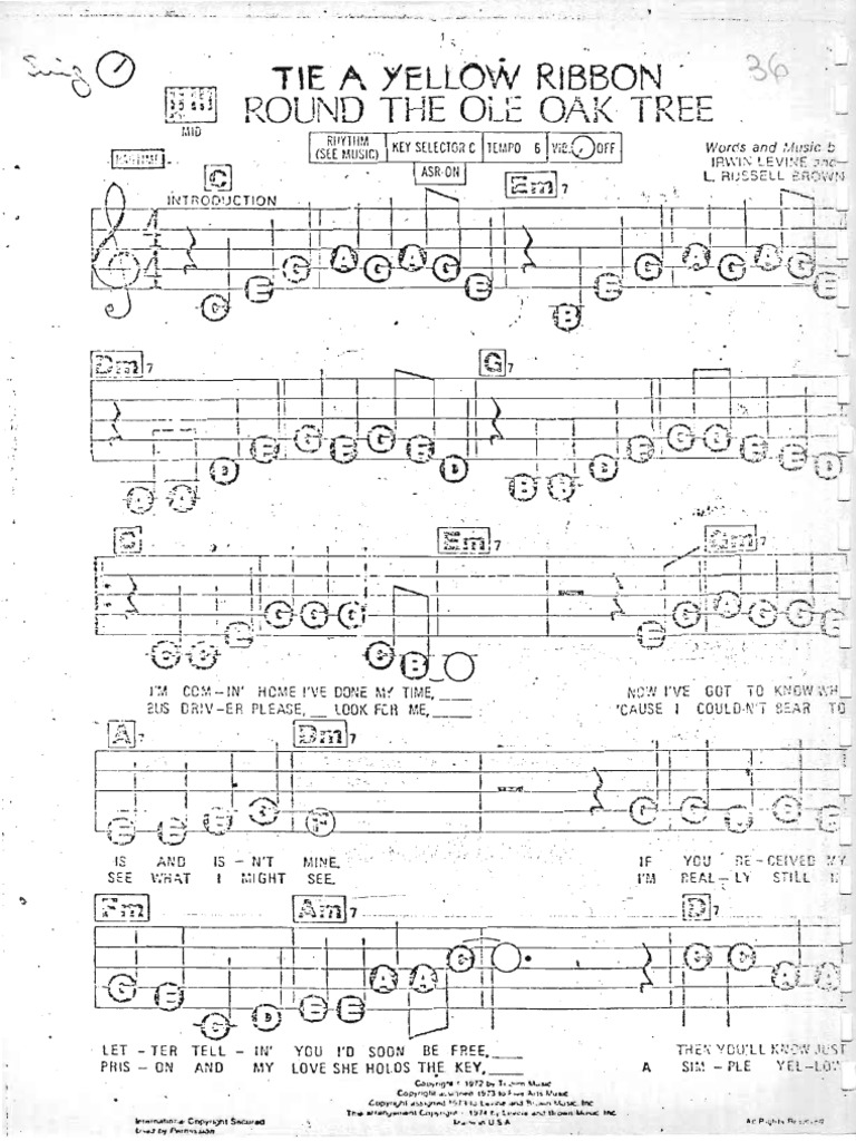 Tie A Yellow Ribbon Round The Ole Oak Tree | PDF