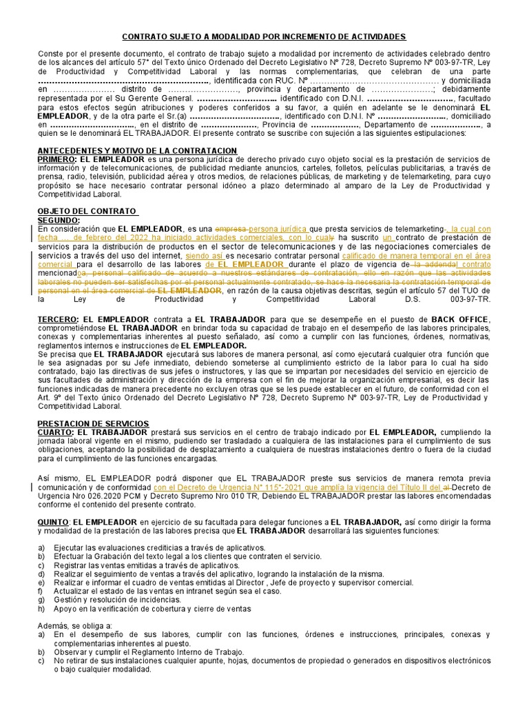 Modelo Contrato Tramitador - Back | PDF | Derecho laboral | Business