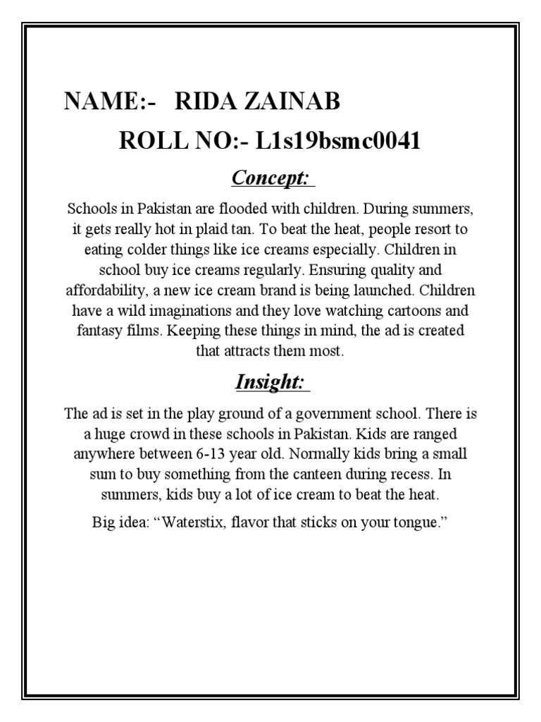 Name:-Rida Zainab ROLL NO: - L1s19bsmc0041: Concept | PDF