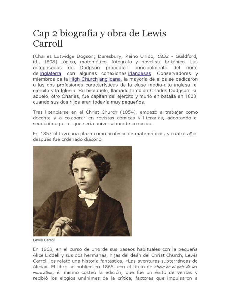 Biografía de Lewis Carroll | PDF | Lewis Carroll