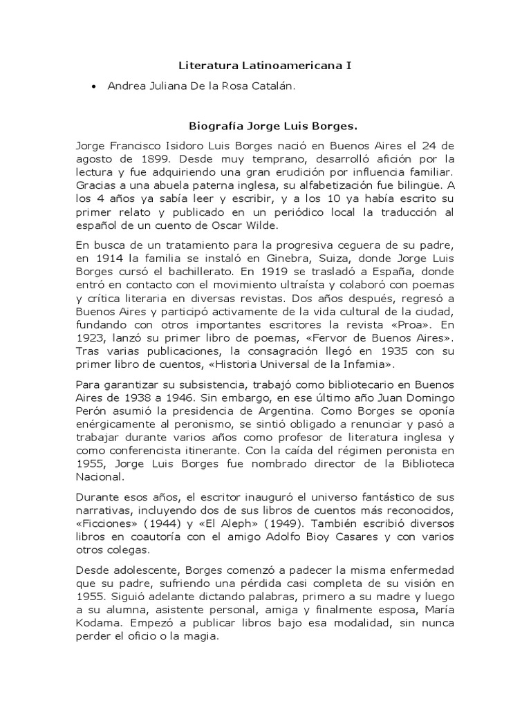 Analisis El Otro, Jorge Luis Borges - Andrea de La Rosa | PDF