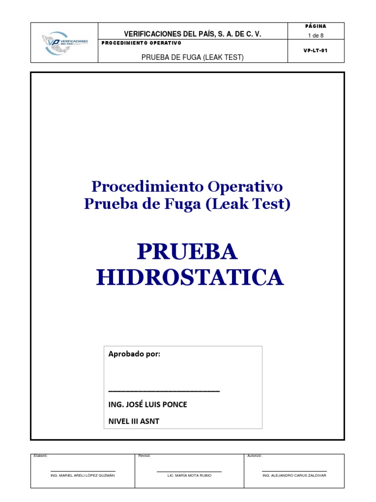 Prueba Hidrostatica | PDF | Gases | Presión