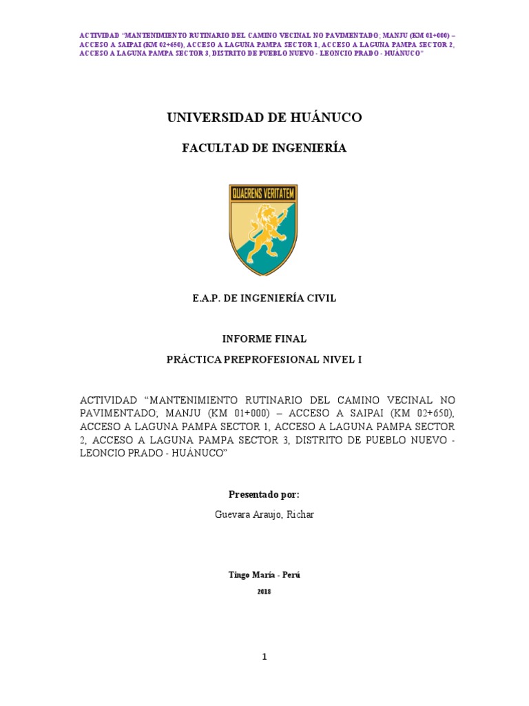 Infome de Practica Final | PDF | Presupuesto | Infraestructura Infome de Practica Final | PDF | Presupuesto | Infraestructura