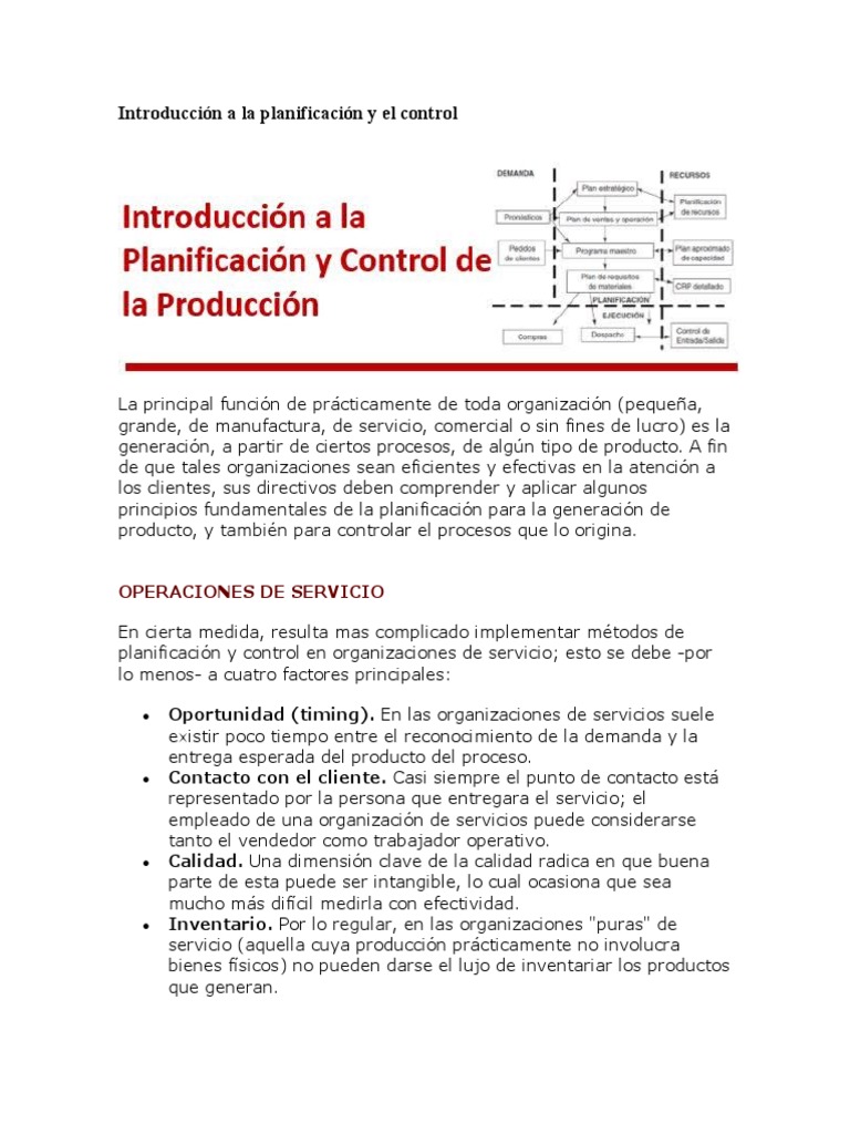 Introducción A La Planificación y El Control CAP 1 | PDF | Planificación | Calidad (comercial)