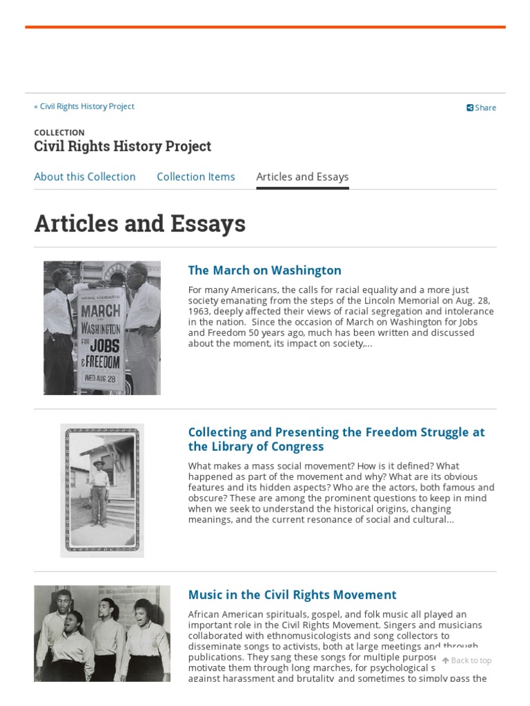 Articles and Essays - Civil Rights History Project - Digital ...