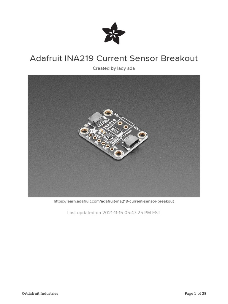 Adafruit INA219 Current Sensor Breakout: Created by Lady Ada | PDF ...