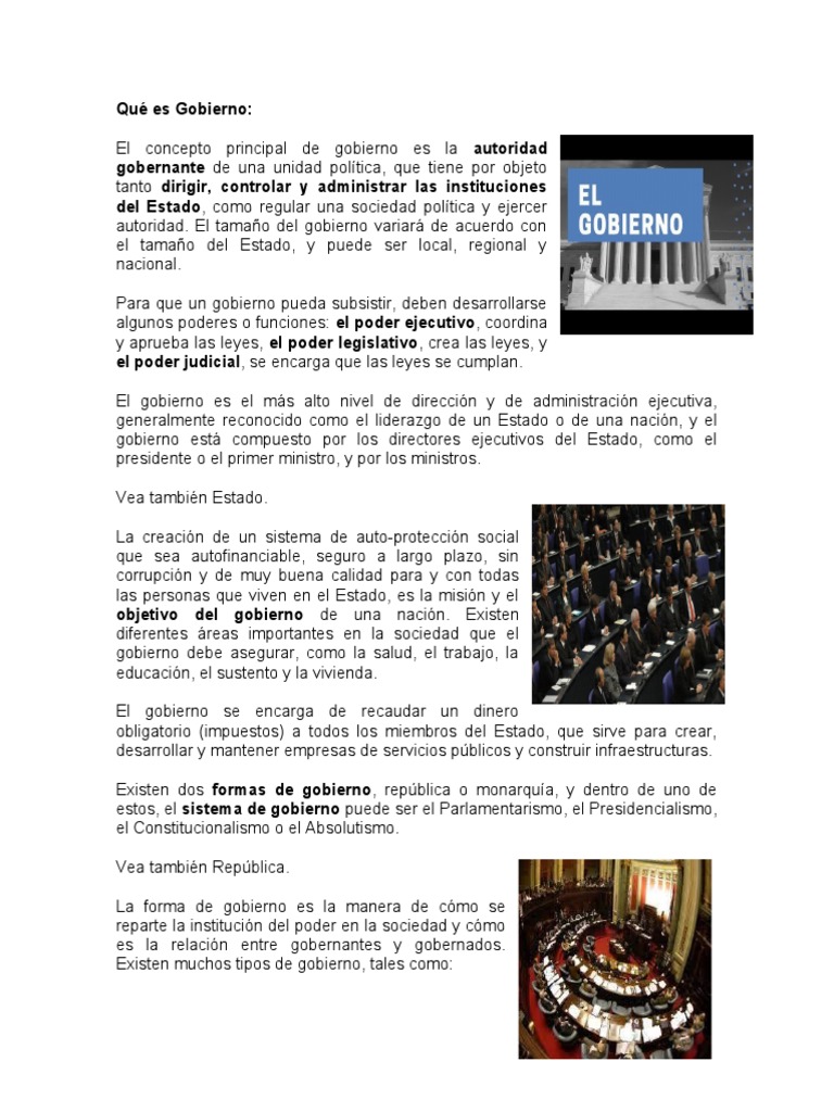 Qué Es Gobierno | PDF | Gobierno | Estado (política)