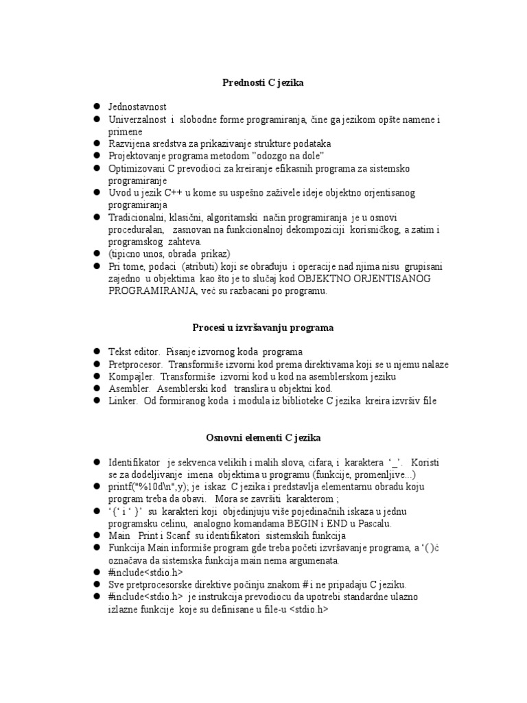 C Jezik Teorija | PDF