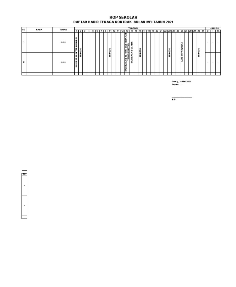 Contoh Absen GURU New | PDF