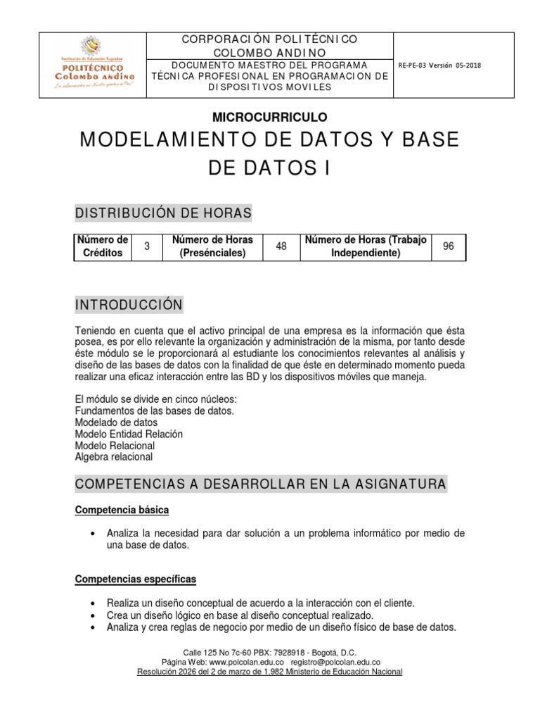 3.2 Modelamiento de Datos y Base de Datos I | PDF | Bases de datos ...
