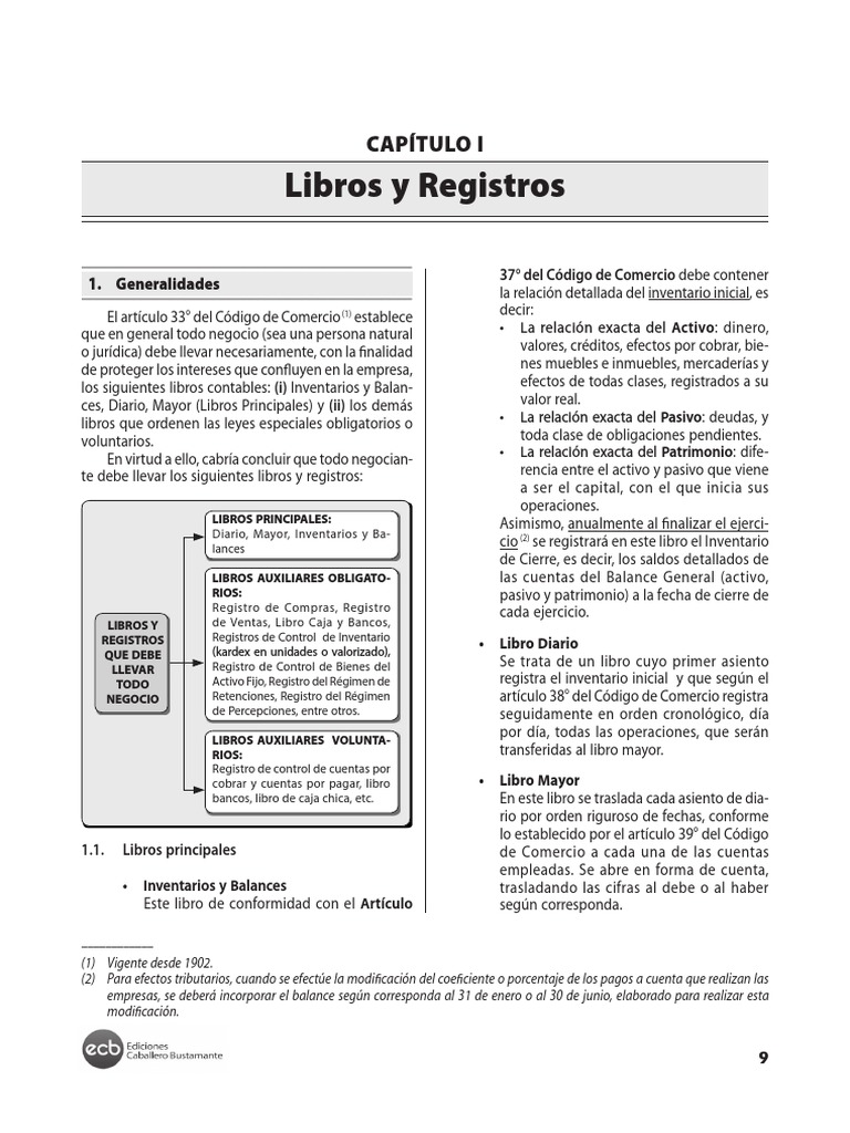 Libros y Registros: Capítulo I | PDF | Contabilidad | Estado financiero