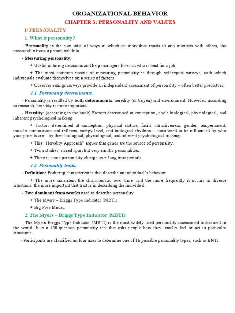 OB Chapter3 | PDF | Extraversion And Introversion | Value (Ethics)