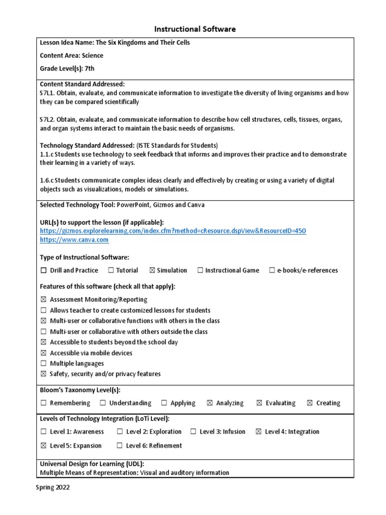 Instructional Software Lesson Idea | PDF | Cognition | Learning