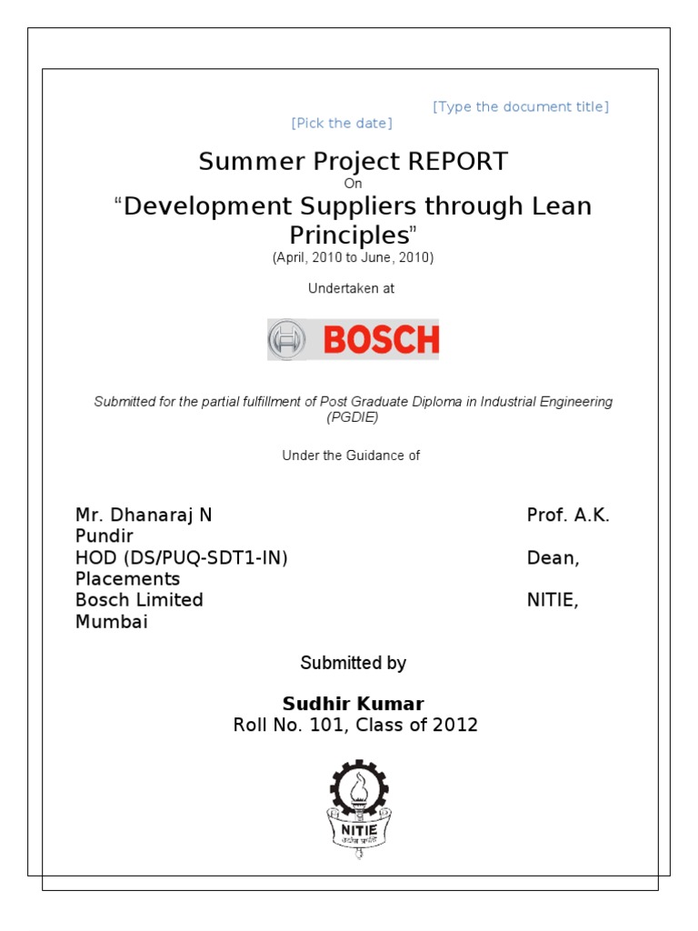 Summer Project REPORT | PDF | Diesel Engine | Fuel Injection