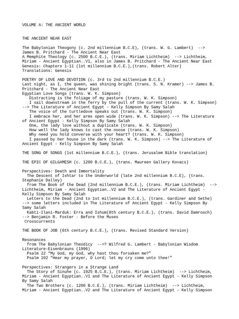 Ancient World Literature Anthology | PDF | Odyssey