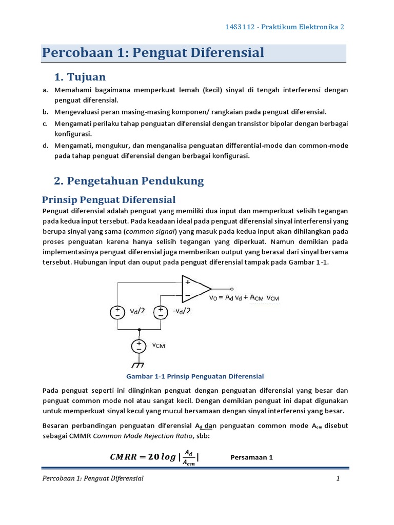 Modul 1 Penguat Differensial | PDF