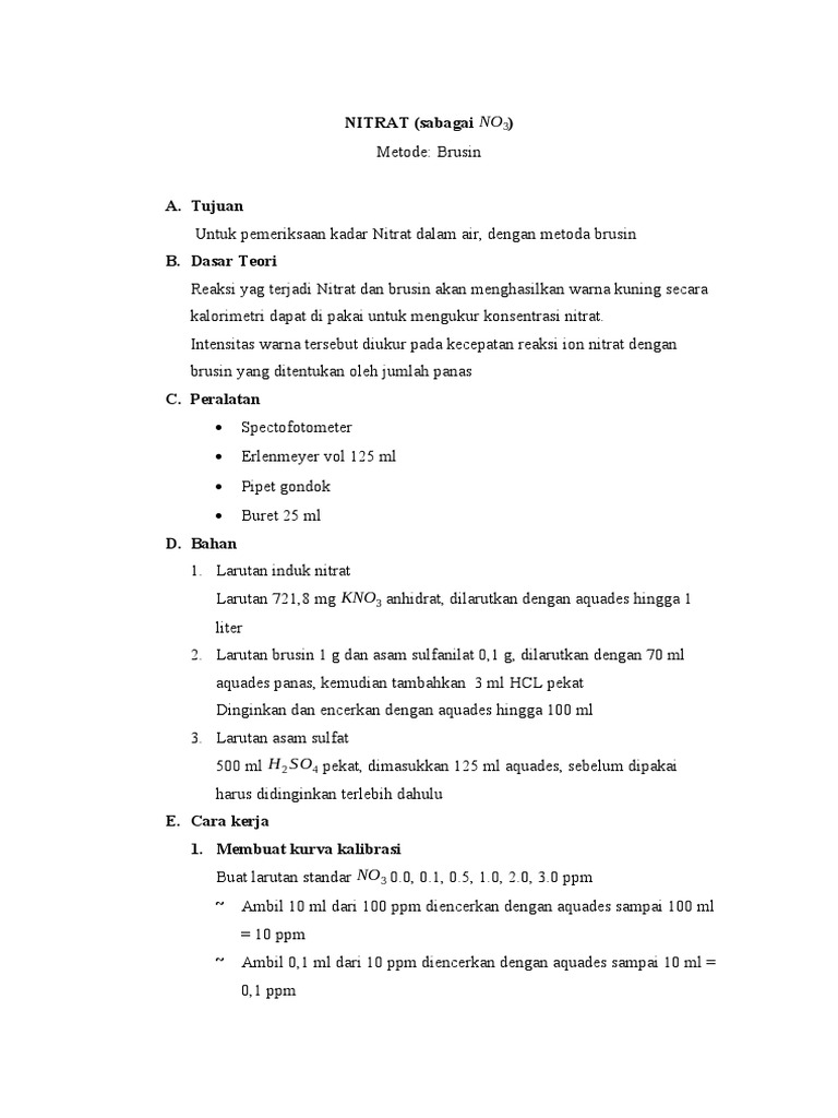LAPORAN NITRAT (Sabagai No3) | PDF