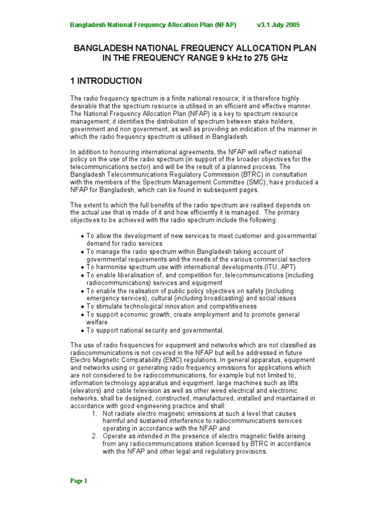 National Frequency Allocation Plan v3.1 | PDF | Radio Spectrum ...