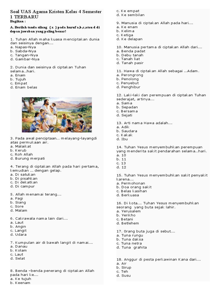 Soal UAS Agama Kristen Kelas 4 | PDF
