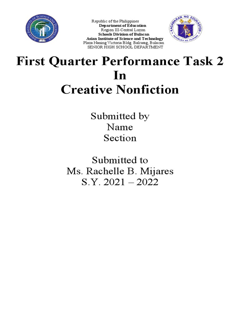 CNF-1ST Quarter Performance Task #2 | PDF