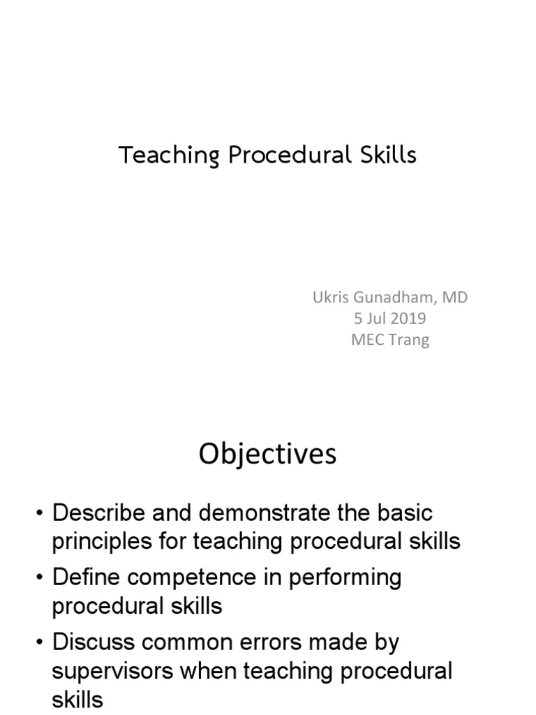 Teaching Procedural Skills - UKRIS 2019 | PDF