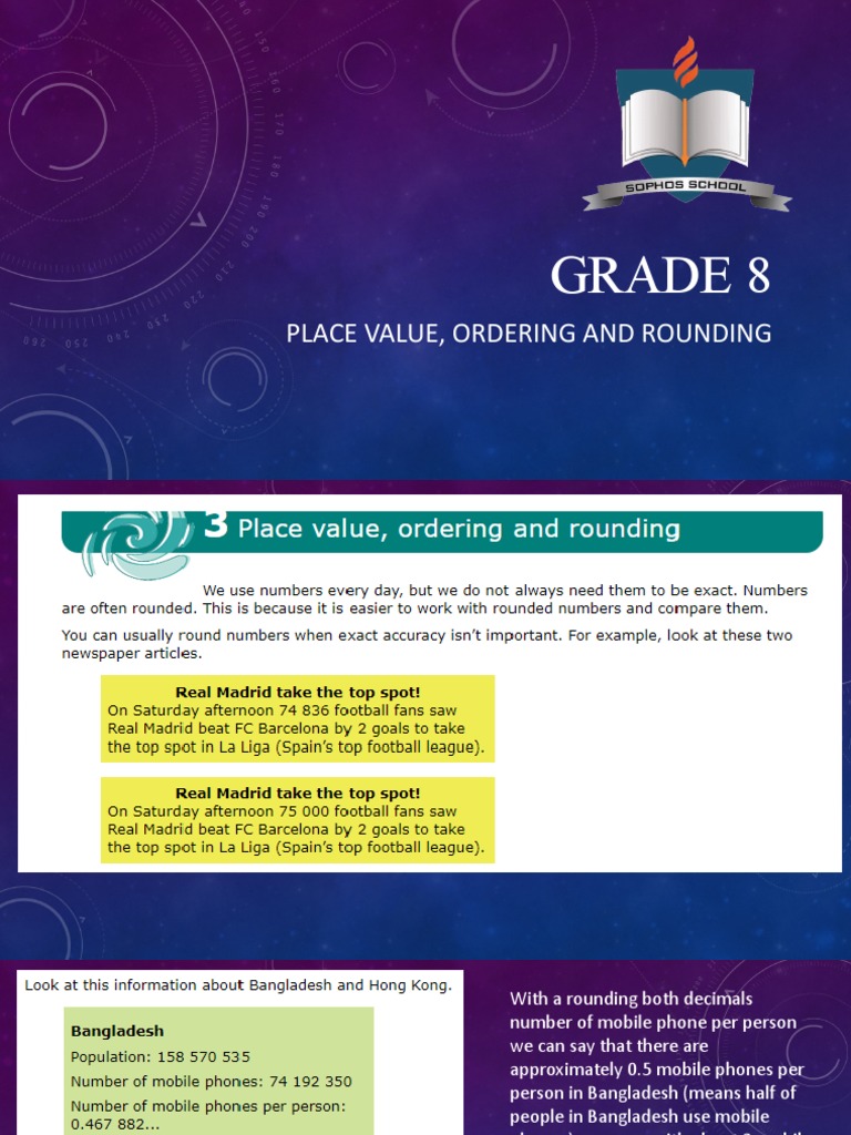 Grade 8: Place Value, Ordering and Rounding | PDF | Accuracy And ...