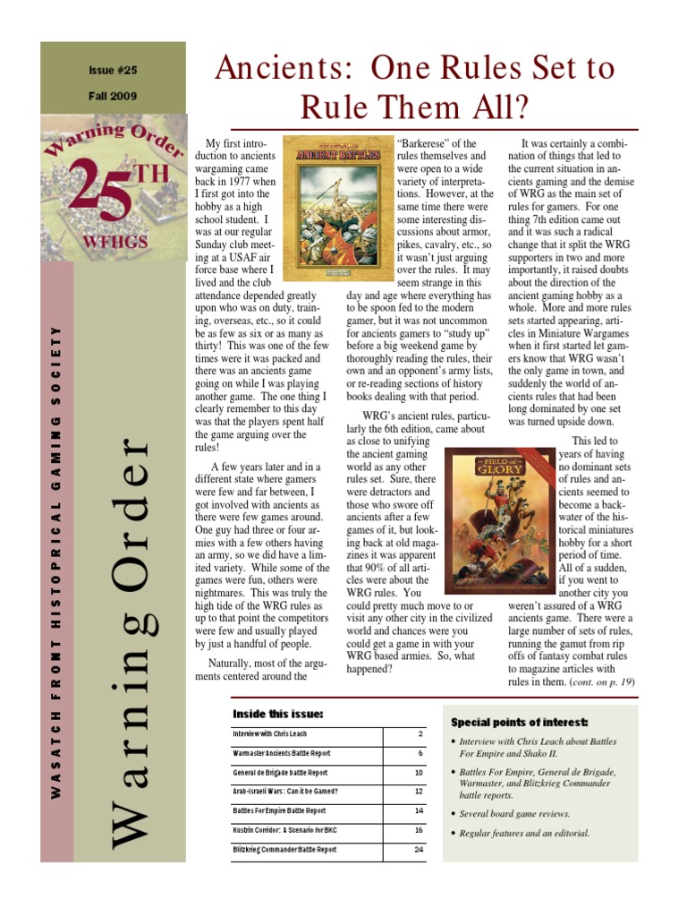 Ancients: One Rules Set To Rule Them All?: Issue #25 Fall 2009 | PDF ...