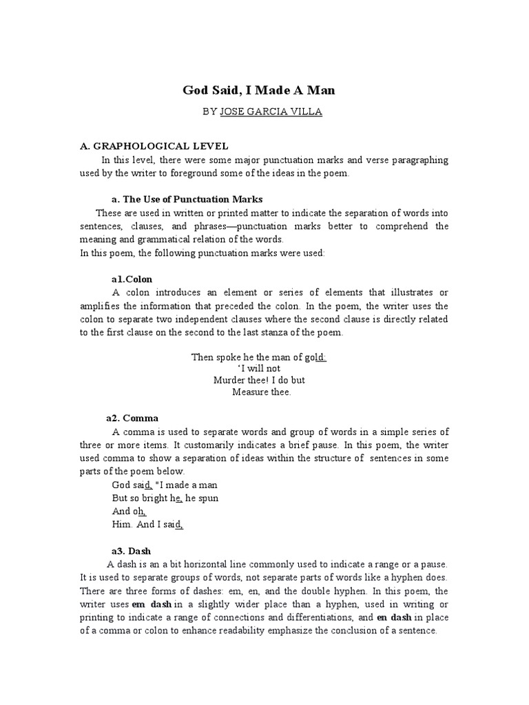 God Said, I Made A Man Stylistic Analysis Lhing Nei Neng BSED 3-3 | PDF ...