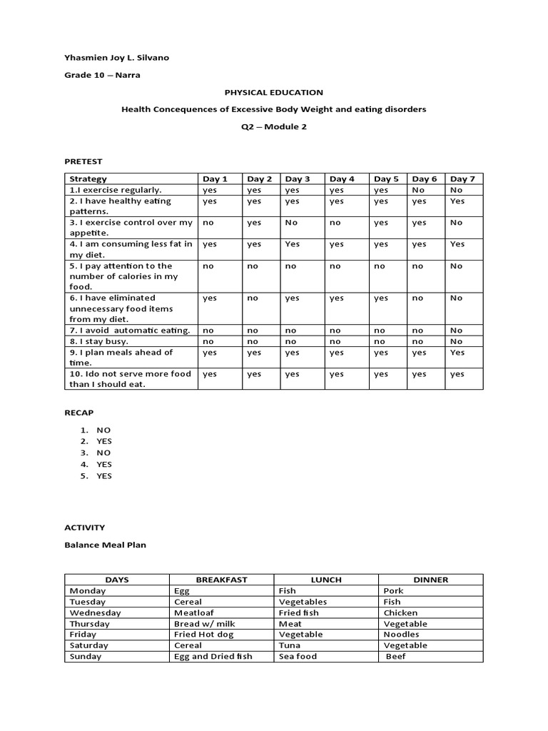 PE Q2 Module 2 Answers | PDF