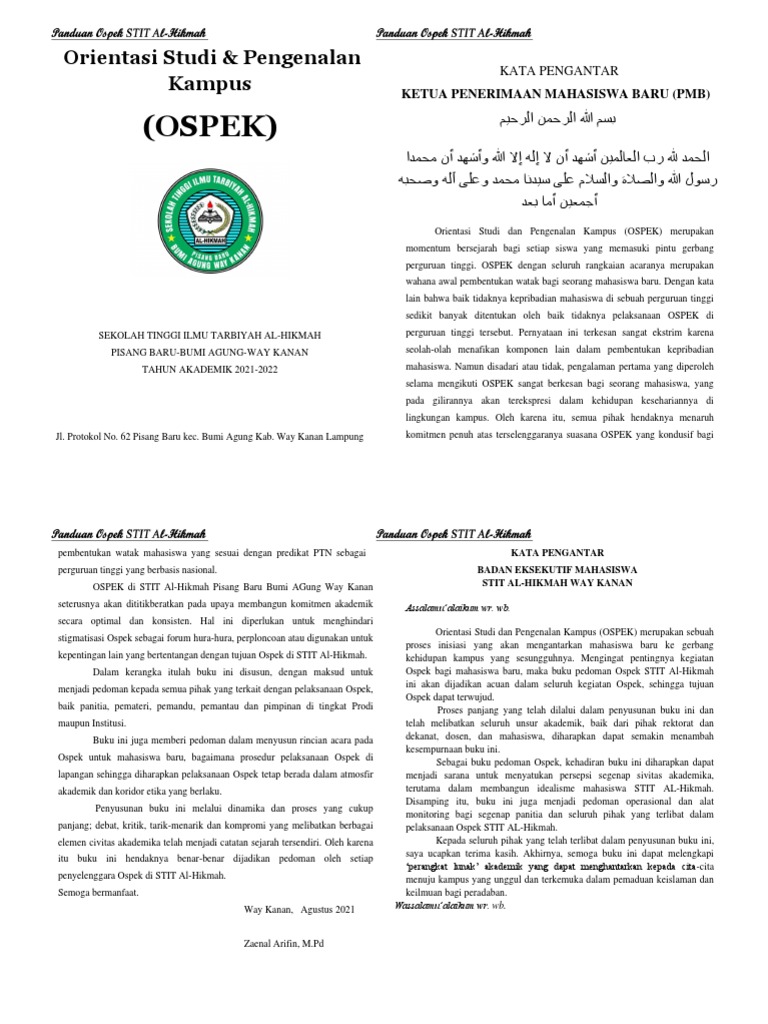 Buku Panduan OSPEK STIT Al-Hikmah TA 2021-2022 | PDF
