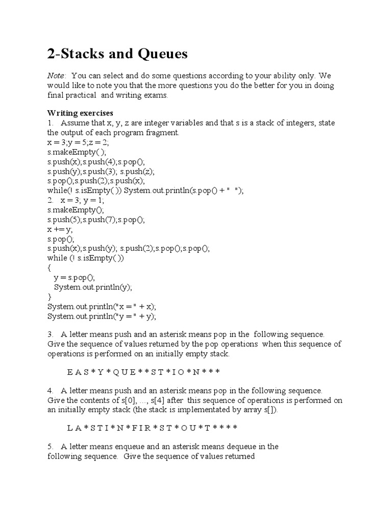 2-Stacks and Queues | PDF | Queue (Abstract Data Type) | Object ...