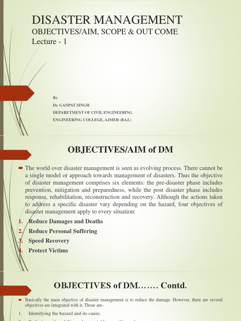 DM Objectives Scope & Out Comes | PDF | Emergency Management | Hazards