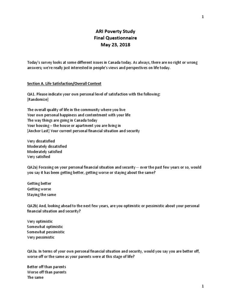 Poverty Questionnaire | PDF | Poverty | Poverty & Homelessness