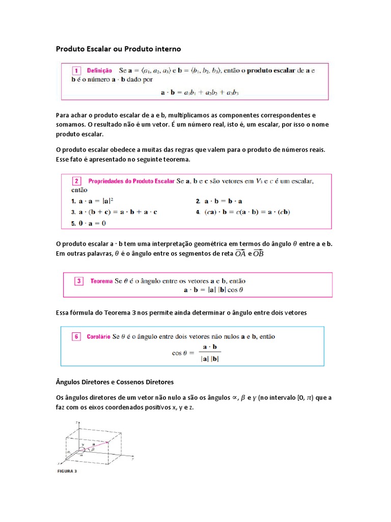 Produto Escalar Ou Produto Interno | PDF