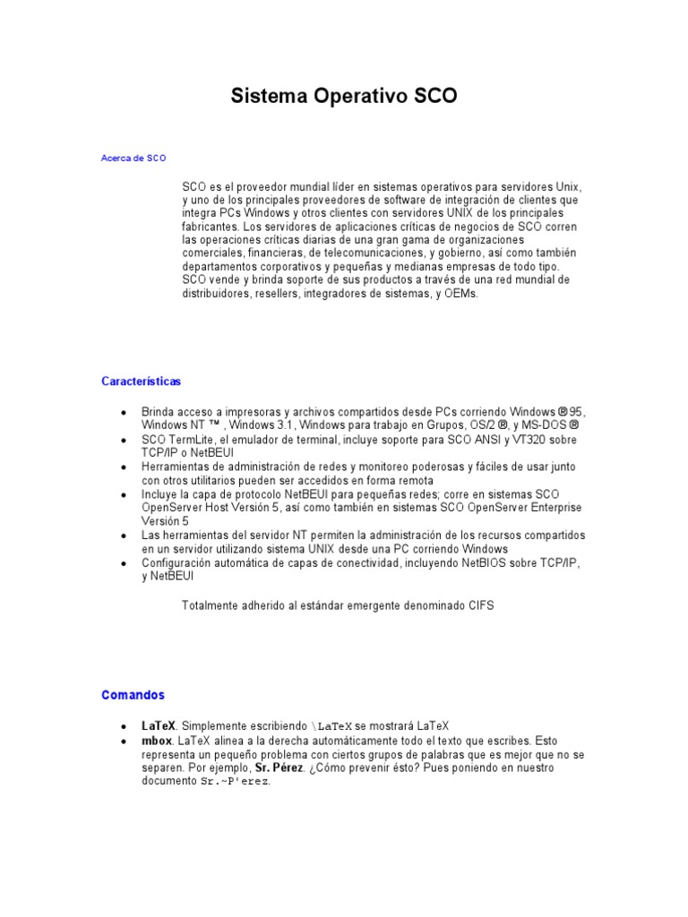 Sistema Operativo SCO | PDF | Windows Nt | Microsoft Windows