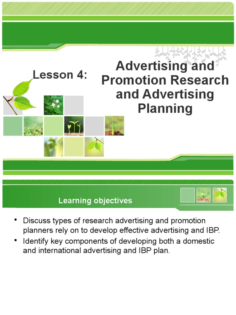 Lesson 4:: Advertising and Promotion Research and Advertising Planning ...
