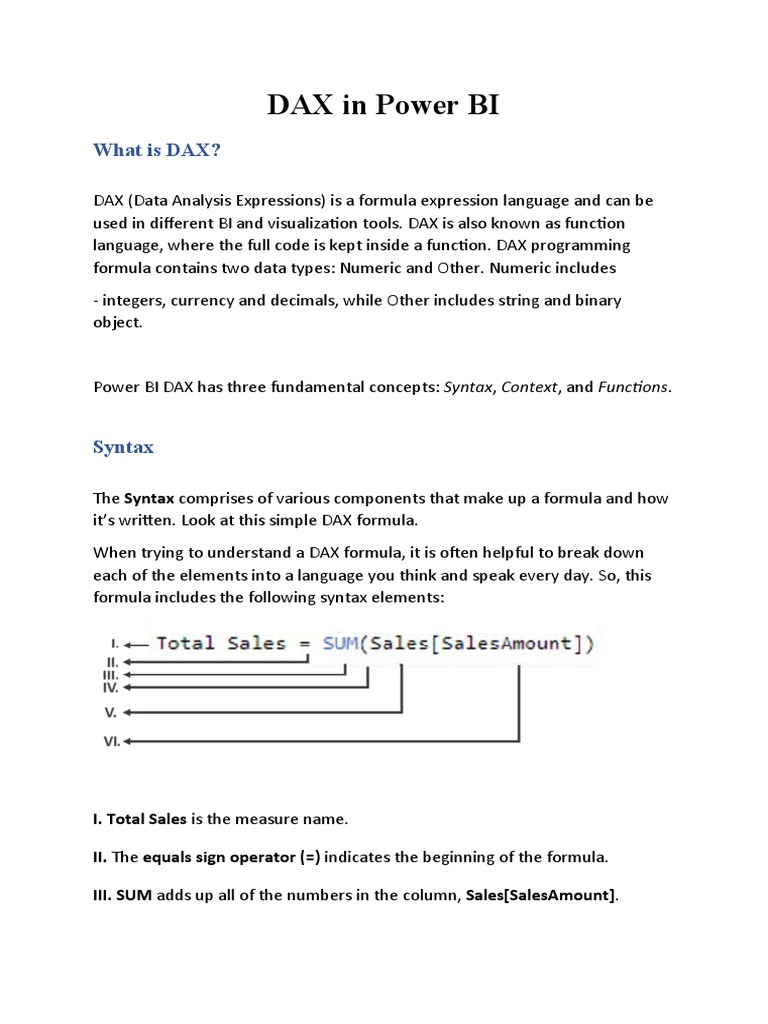 DAX in Power BI | PDF | Parameter (Computer Programming) | Function (Mathematics)