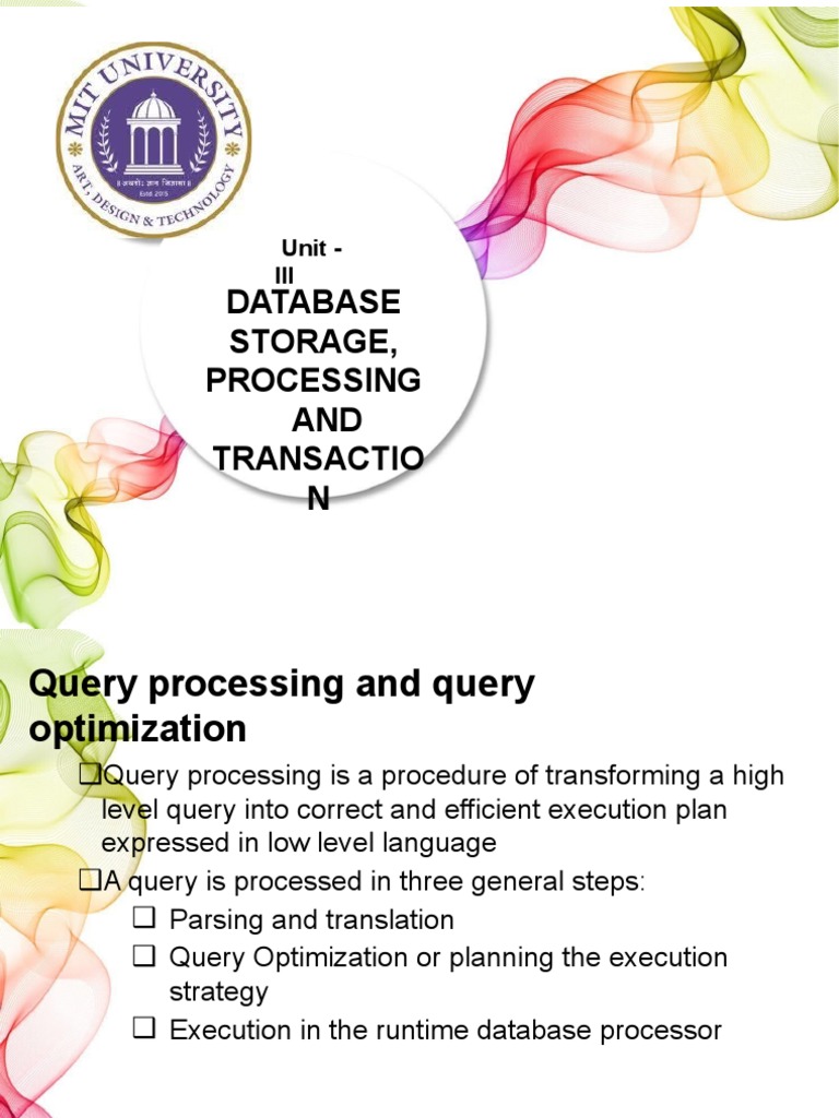 Query Processing and Transaction Management | PDF | Database ...