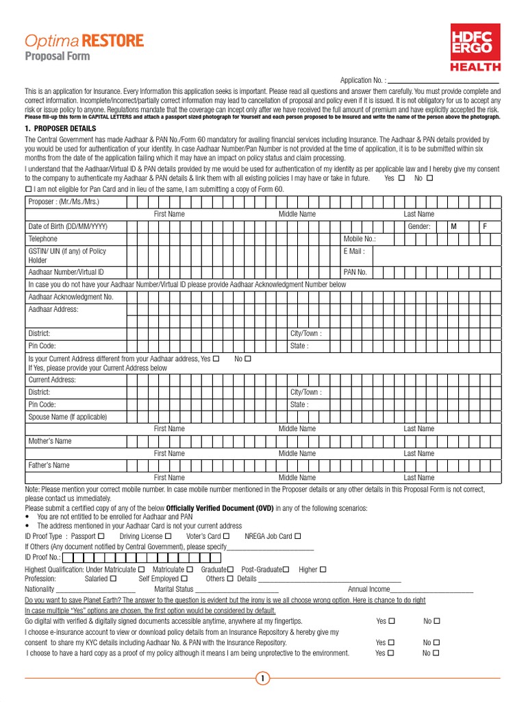 Optima Restore Proposal Form Offline | PDF | Percutaneous Coronary Intervention | Coronary ...