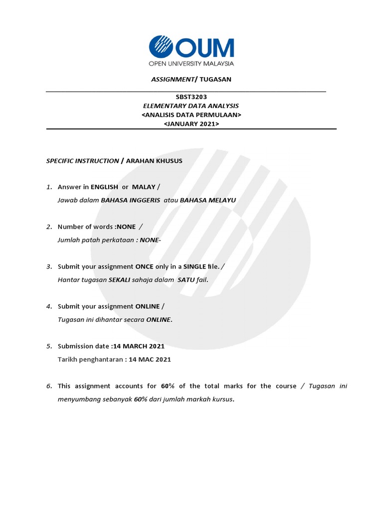 Assignment/ Tugasan - Elementary Data Analysis | PDF | Variance | Statistical Analysis