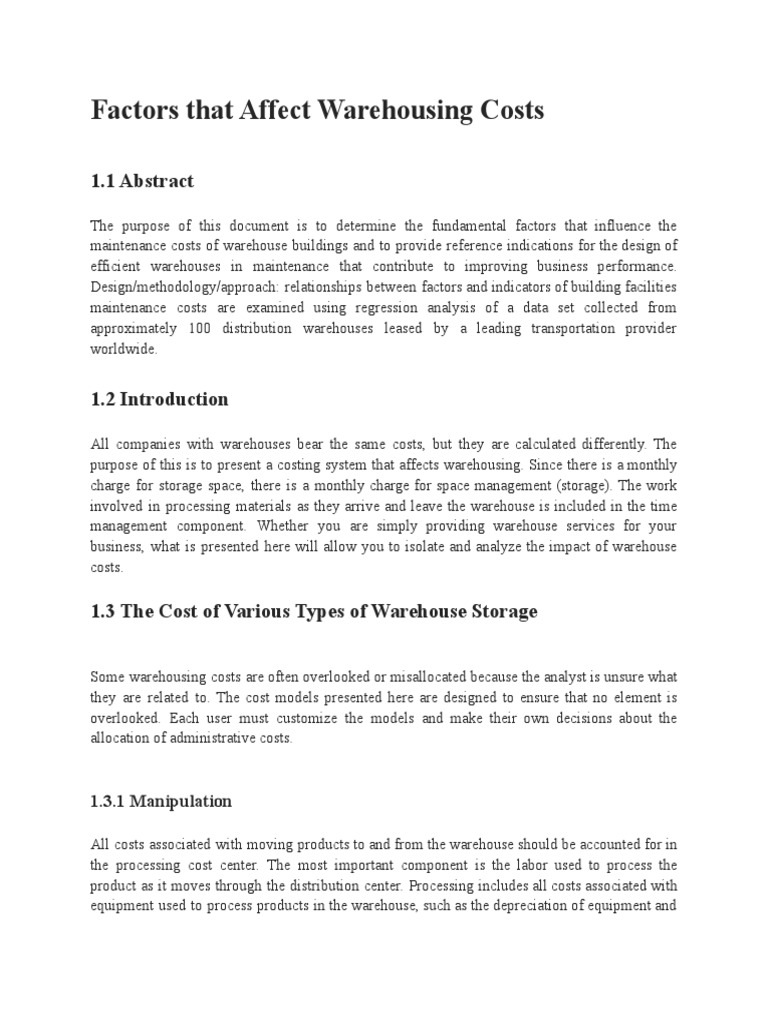 Factors That Affect Warehousing Costs | PDF | Warehouse | Logistics