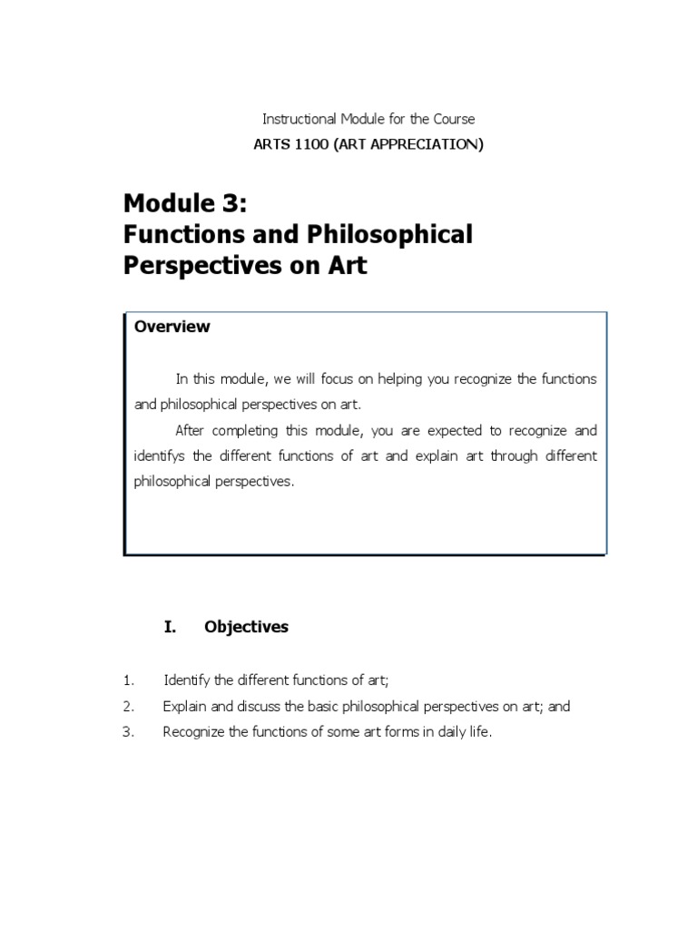 Module 3. Functions and Philosophical Perspectives On Art | PDF ...