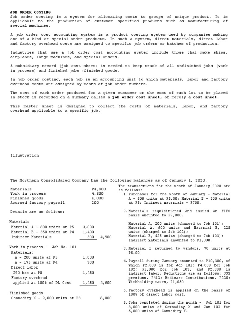 Job Order Costing | PDF | Cost | Payroll