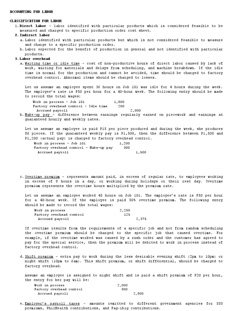 5 - Accounting For Labor | PDF | Payroll | Overtime