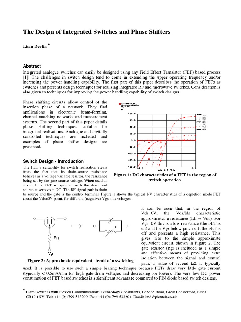 Integrated Switches and Phase Shifters Design | PDF | Field Effect ...