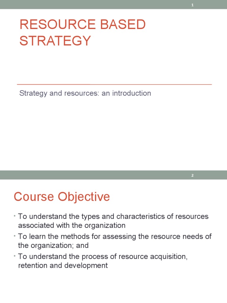 Resource Based Strategy: Strategy and Resources: An Introduction | PDF ...