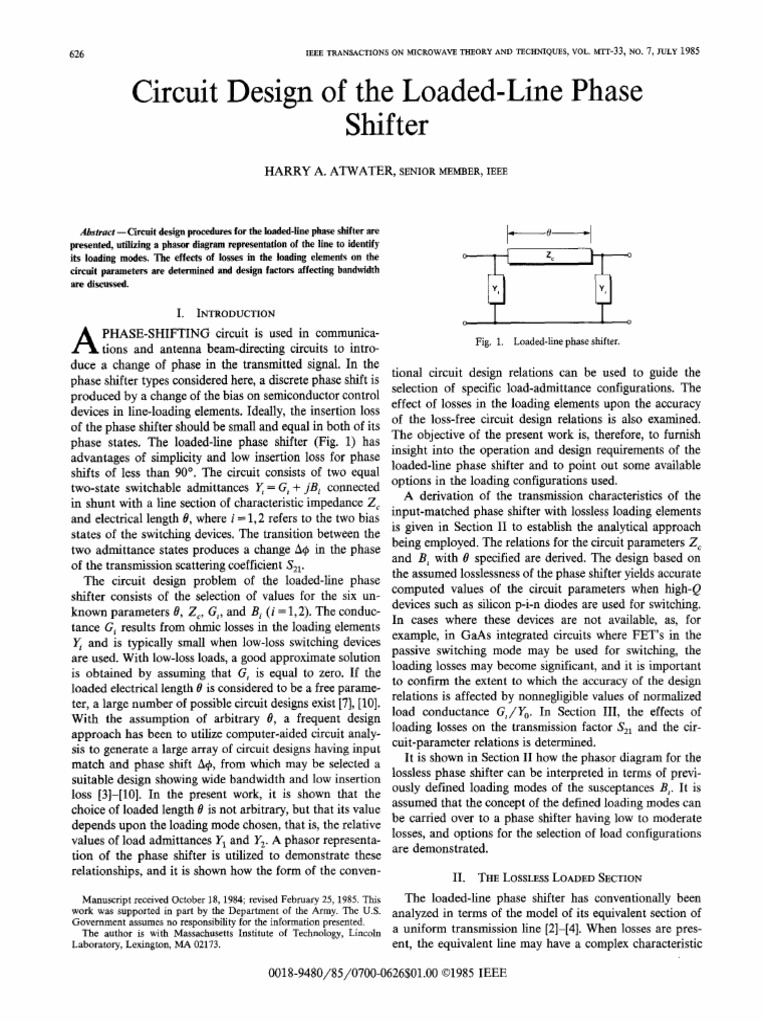 Circuit Design of The Loaded-Line Phase Shifter | PDF ...