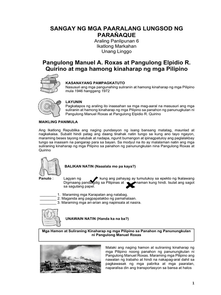 AP Grade6 Quarter3 Module Week1 | PDF